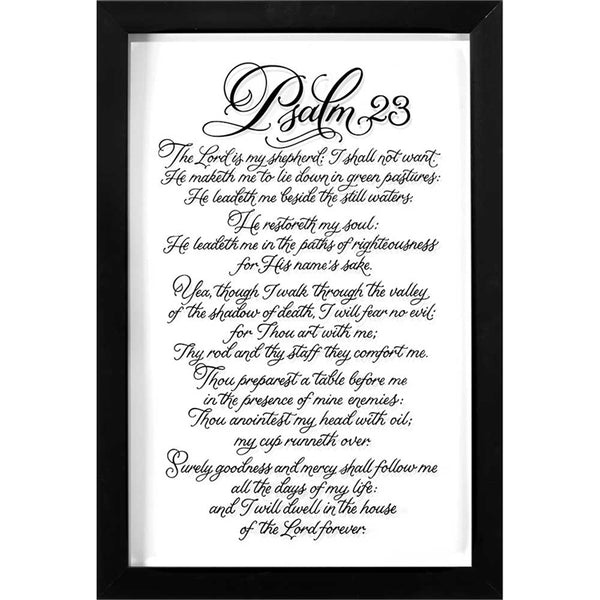 Psalm 23 Calligraphy Glass Black Wood Frame 20" X 13" – CCC Brooklyn Campus